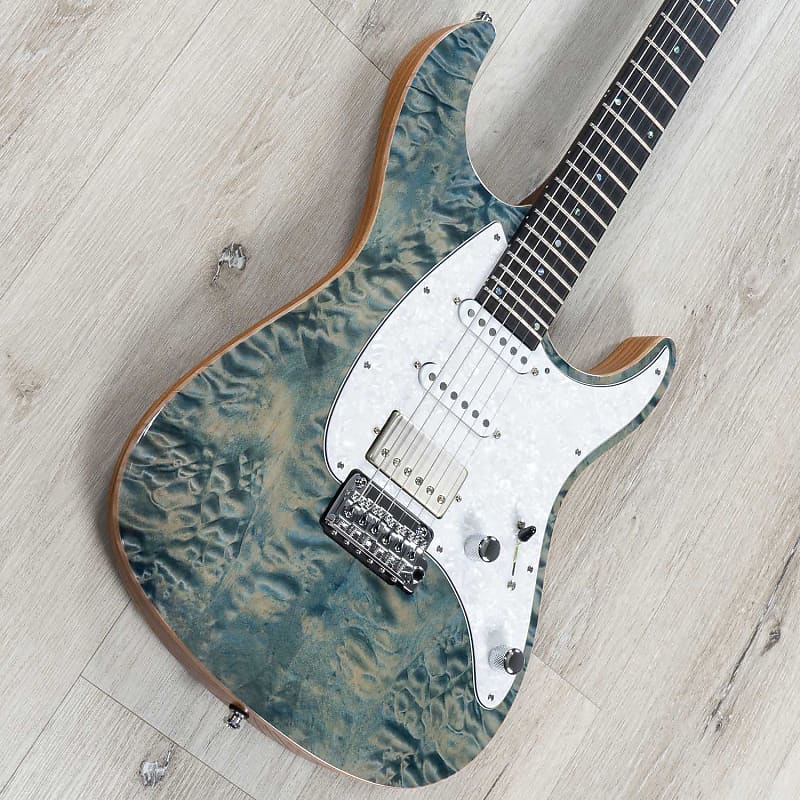 Mayones Aquila Elite 6 Guitar, Aqua Marine Gloss, 40th | Reverb