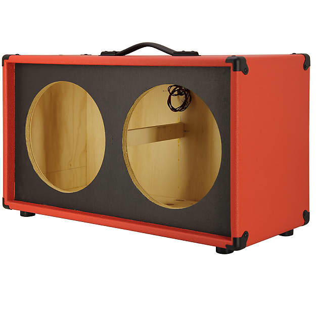 2X12 guitar speaker empty cabinet Textured Fire red tolex | Reverb