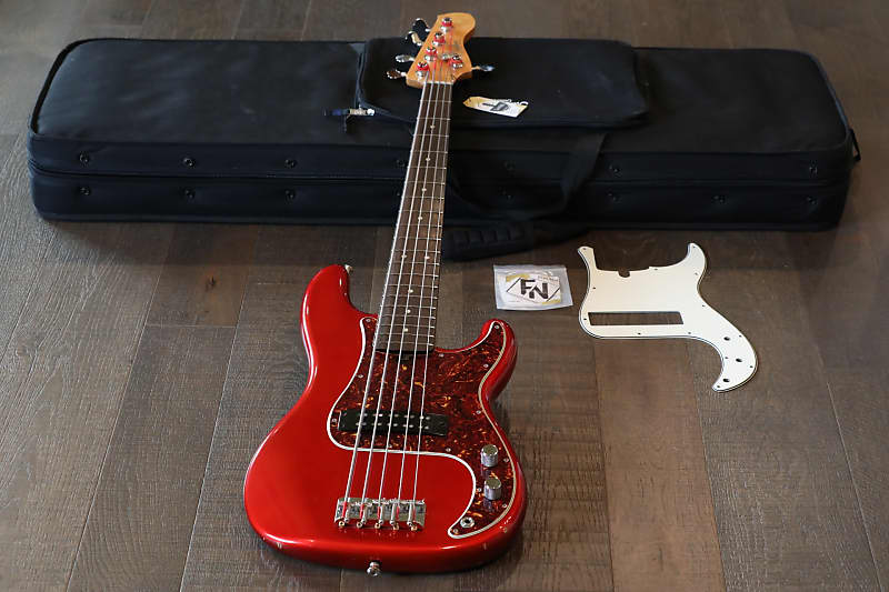 Moollon J Classic 5-String Electric Bass Guitar Candy Apple | Reverb