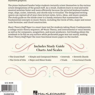 Music Theory Staff Paper - Manuscript Paper with Keyboard | Reverb