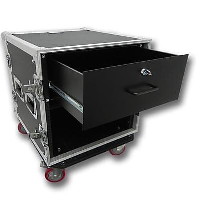 10 Space Rack Case with Casters and 4 Space Drawer | Reverb