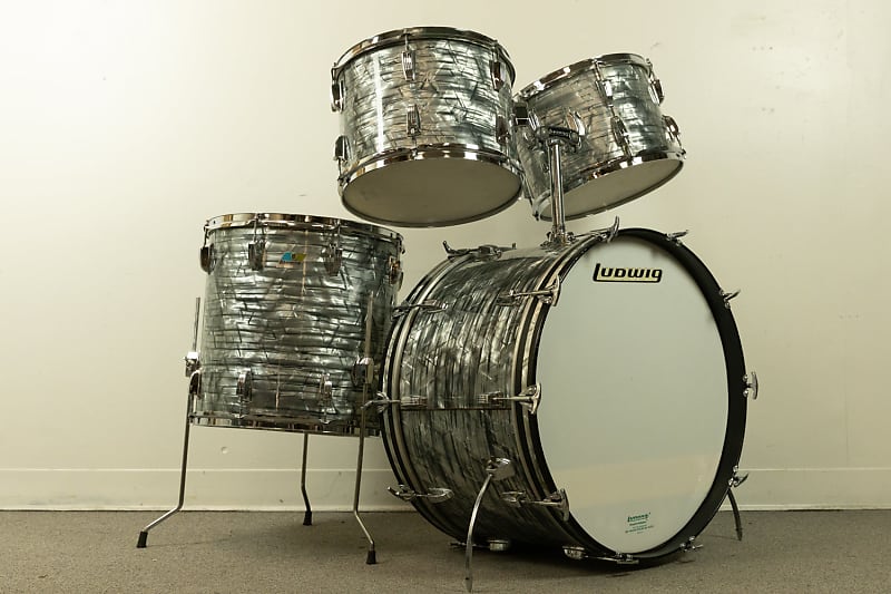 1970s Ludwig "Rock Machine" Sky Blue Pearl Drum Set | Reverb