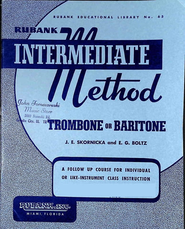 Rubank Intermediate Method - Trombone Baritone Book | Reverb