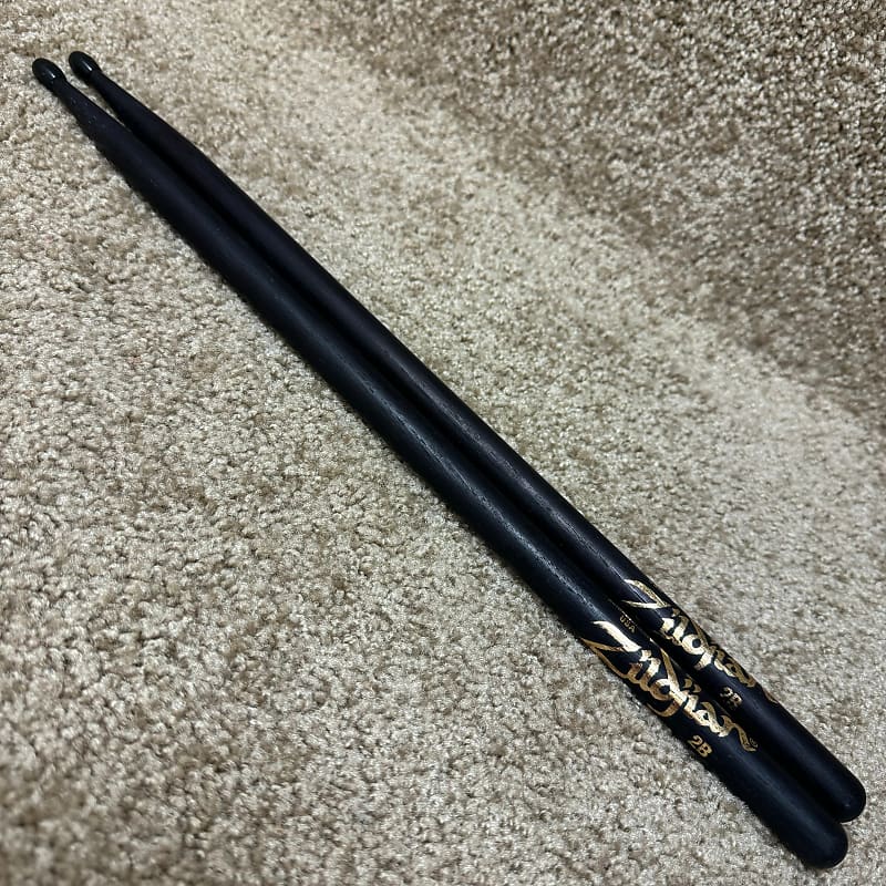 Zildjian Black 2B Nylon Tip Drum Sticks | Reverb