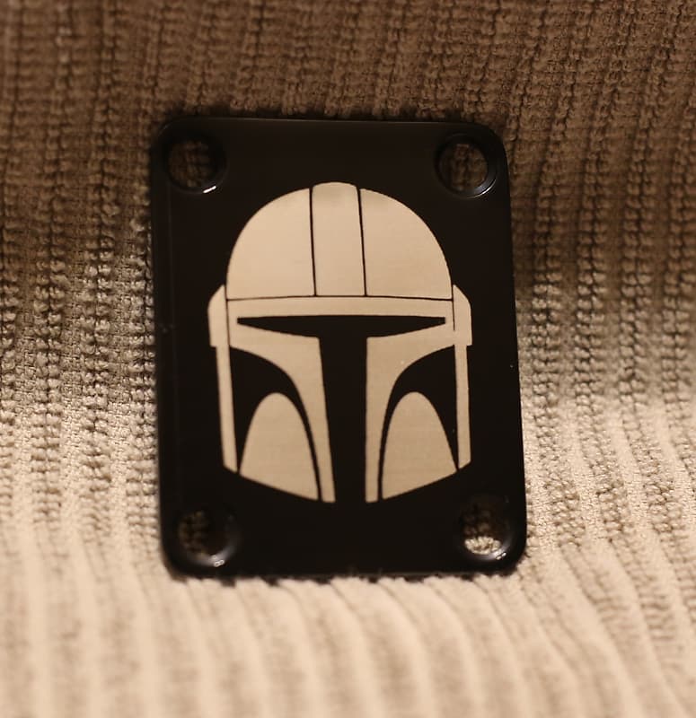Custom Black Laser Etched "Mando Bounty Hunter" Neck Plate | Reverb