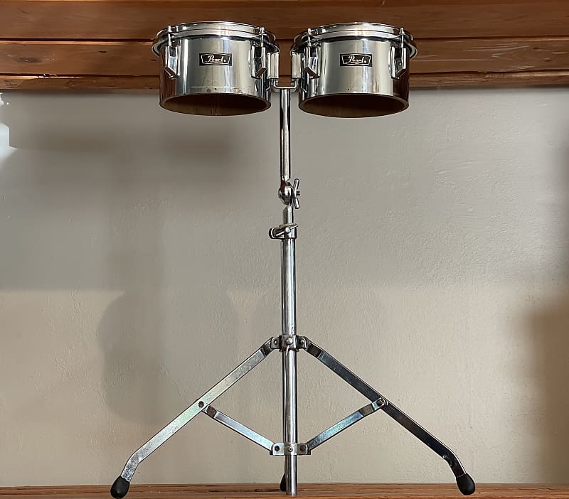 1970's Pearl 8" Chrome Over Wood Concert Toms & Stand | Reverb