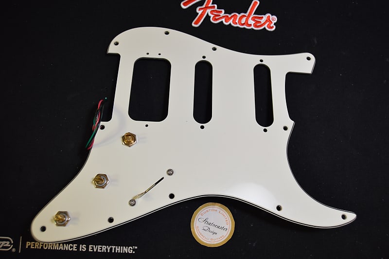 Fender Pre Wired Stratocaster Pickguard Parchment HSS T Bleed | Reverb