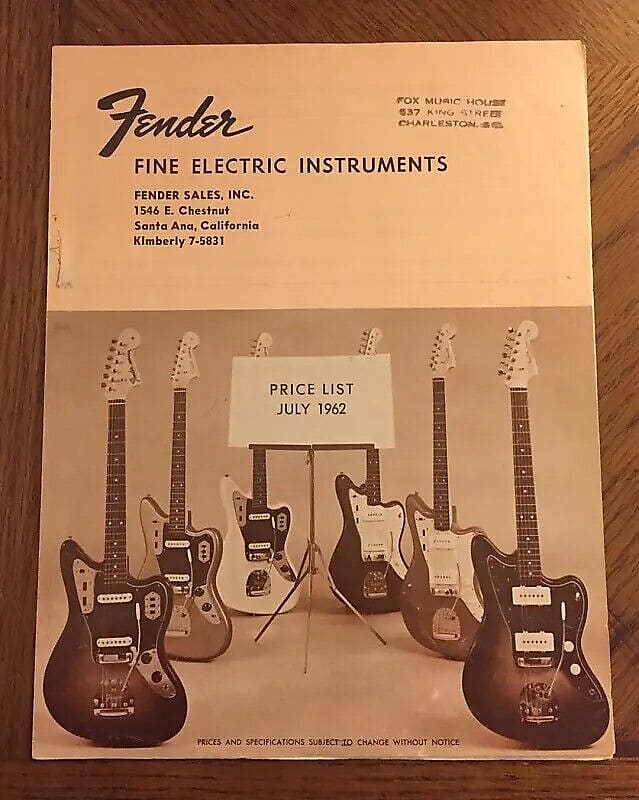Vintage 1962 Fender REPLICA Price List - July, 1962 | Reverb