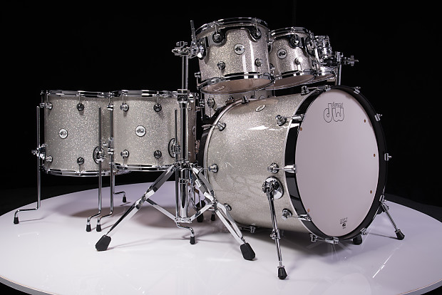 DW Design Series 7pc Drum Set Silver Sparkle Lacquer | Reverb