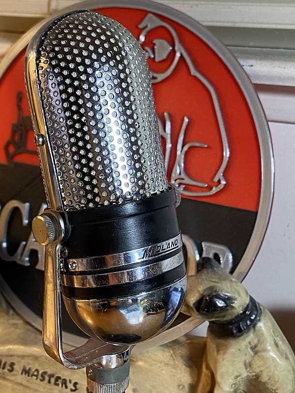 Vintage 1960's MIDLAND 22-104 "Pill" Microphone & Stand - | Reverb