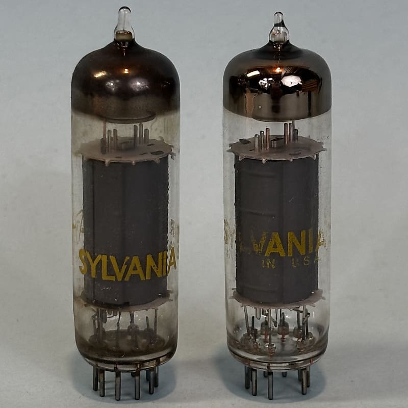 1970s Sylvania EL84 6BQ5 (x2) Matched Pair Vintage Gray Plate | Reverb