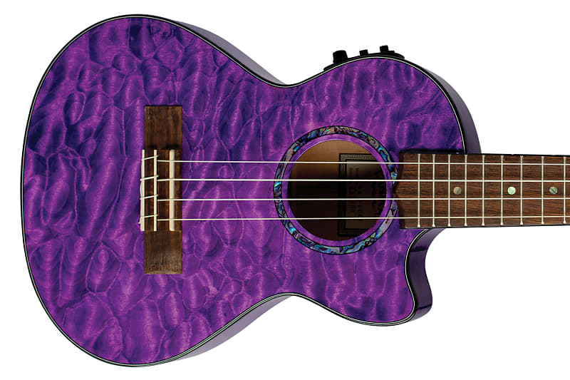 Lanikai QM-PUCET Purple Quilted Maple Tenor Ukulele with | Reverb