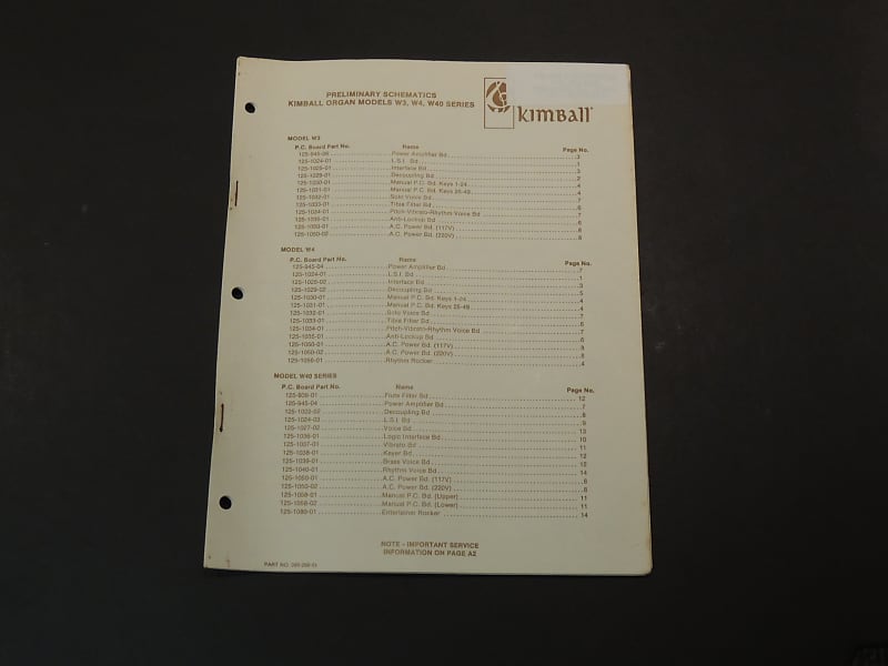 Kimball Organ Models W3, W4, W40 Series Preliminary | Reverb