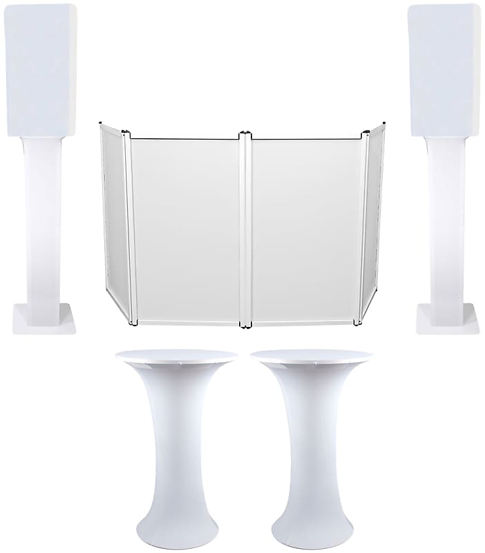 2) Club Scene Highboy Tables+White 15" Speaker Scrims+DJ | Reverb