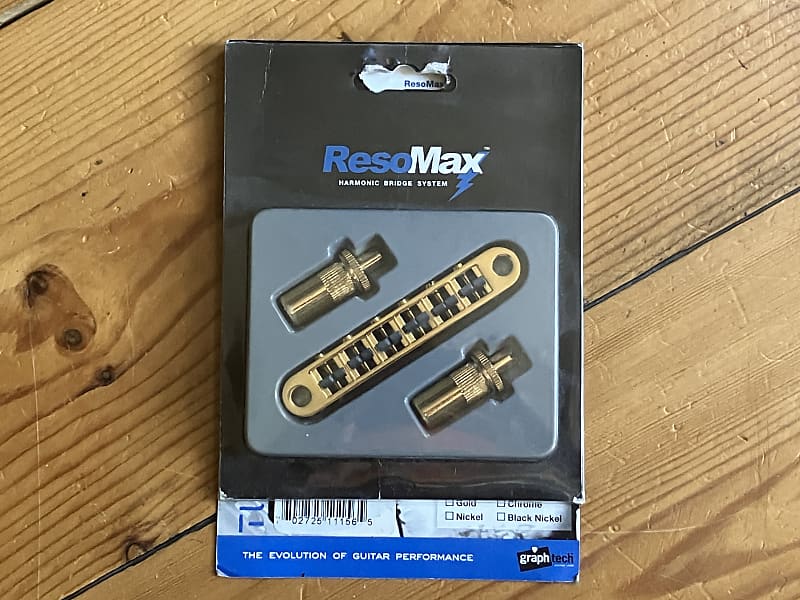 Graphtech SS ResoMax Tune-O-Matic Guitar bridge Gold NOS | Reverb