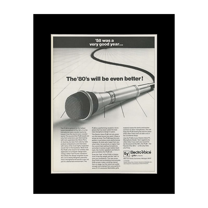 1980 Electro-Voice PL80 Microphones Original Magazine Ad | Reverb