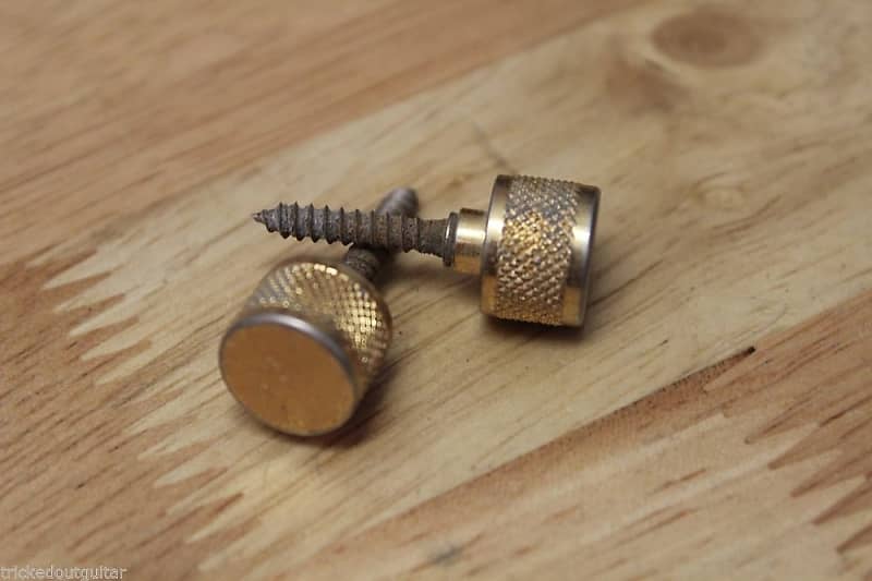 Real Life Relics USA Gretsch Aged Gold Strap Buttons Set of 2 | Reverb