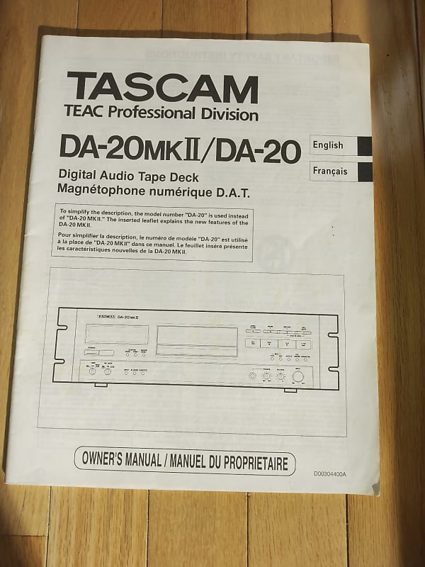 TASCAM DA-20 MKII - Owners Manual | Reverb