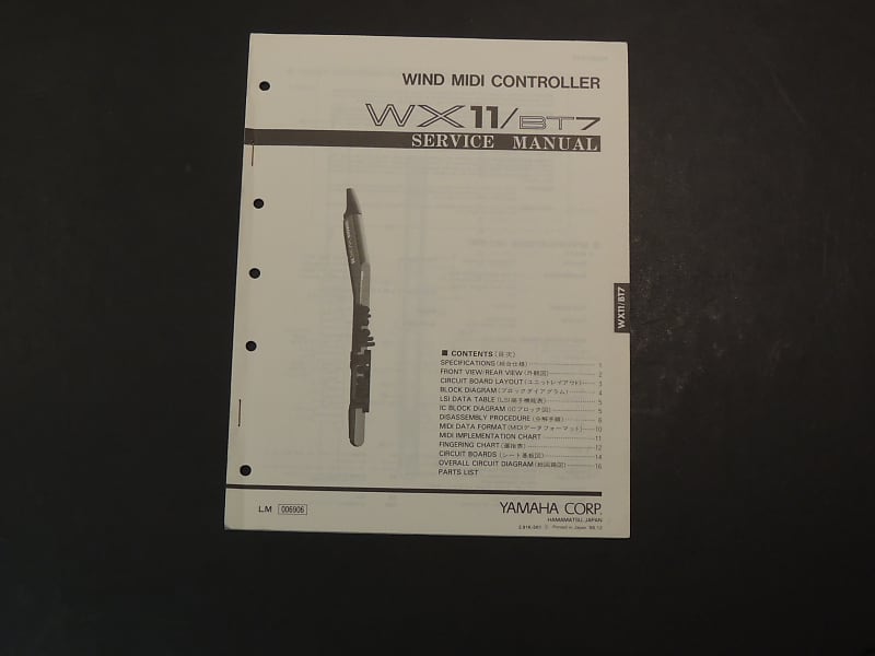 Yamaha WX11/BT7 Service Manual [Three Wave Music] | Reverb