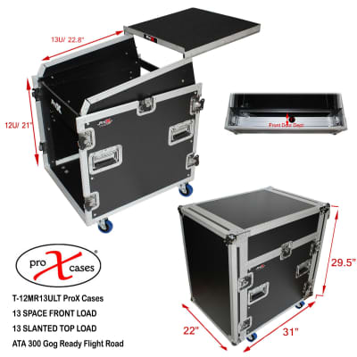 ProX T-12MRSS13ULT-12U Rack Front load 13U Top Mixer DJ Combo | Reverb