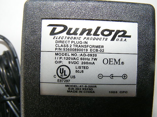 Dunlop AD-0920 Power Supply AC Adapter | Reverb