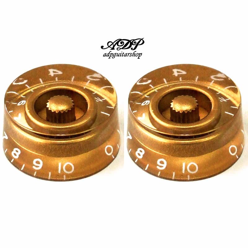 2 Vintage-style Speed Knobs Gold Metric 18 Splines not | Reverb