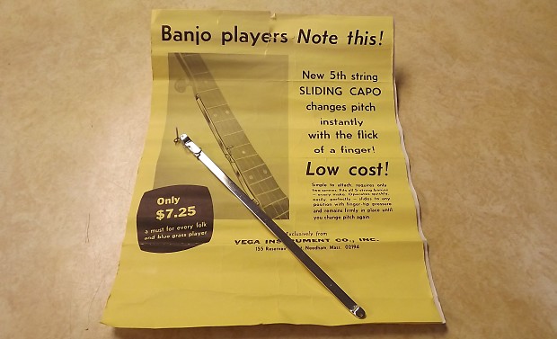 Vintage Vega 5th String Sliding Banjo Capo | Reverb