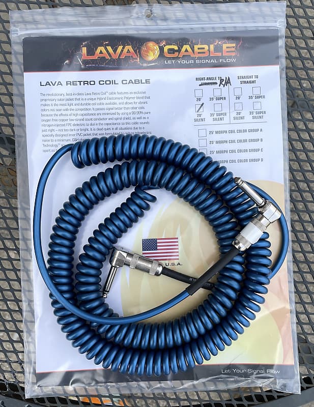 Lava Cable Retro Coil cable 20' right angles, one silent. | Reverb