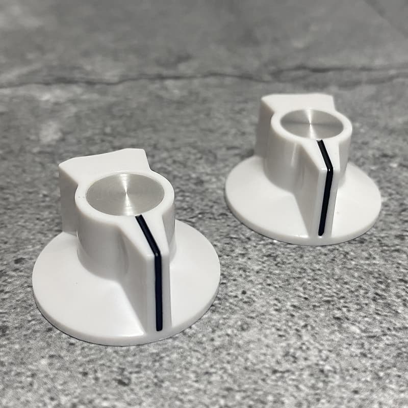 2x White Arrow Skirted Mini Moog Knobs Large Pointer Guitar | Reverb