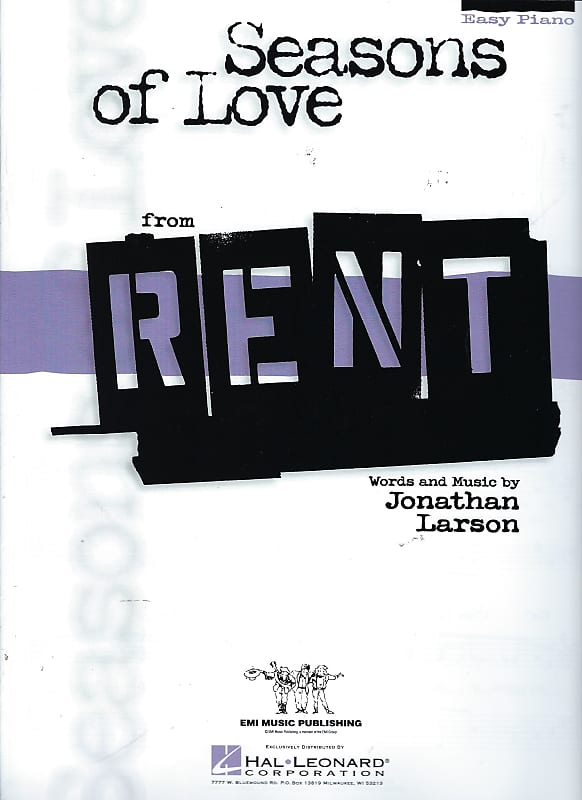 Jonathan Larson Seasons Of Love (Rent) Easy Piano Sheet Music | Reverb
