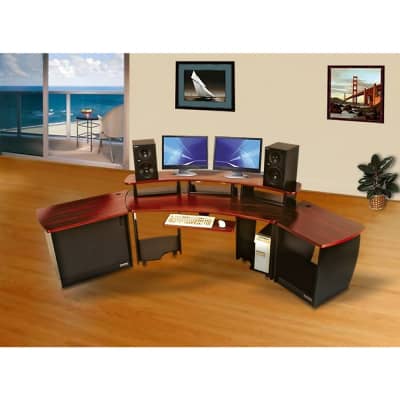 Omnirax OMNIDesk Audio Video Editing Workstation Mahogany Reverb