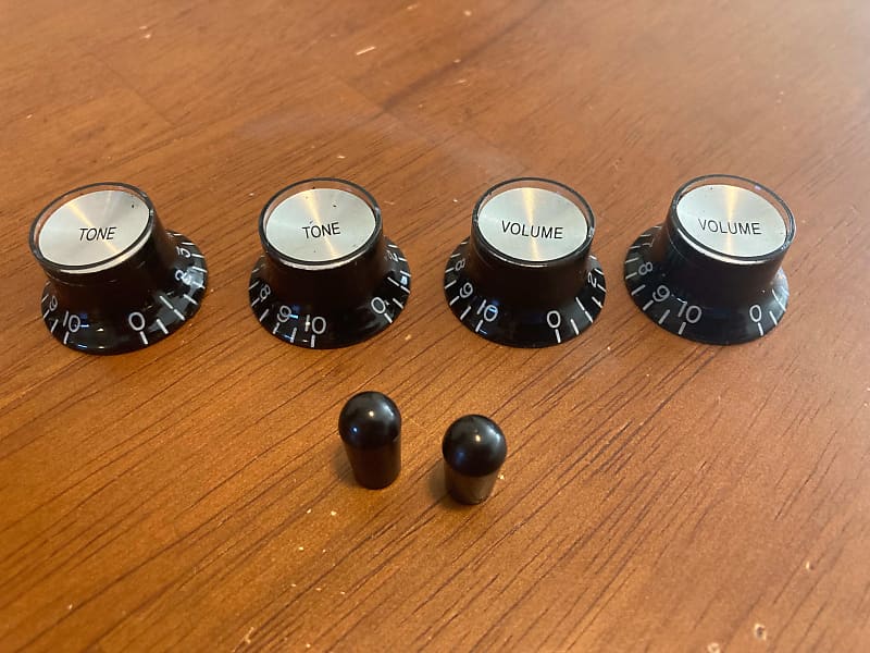 Gibson Top Hat Reflector Knobs (Black/Silver) & Black Switch | Reverb