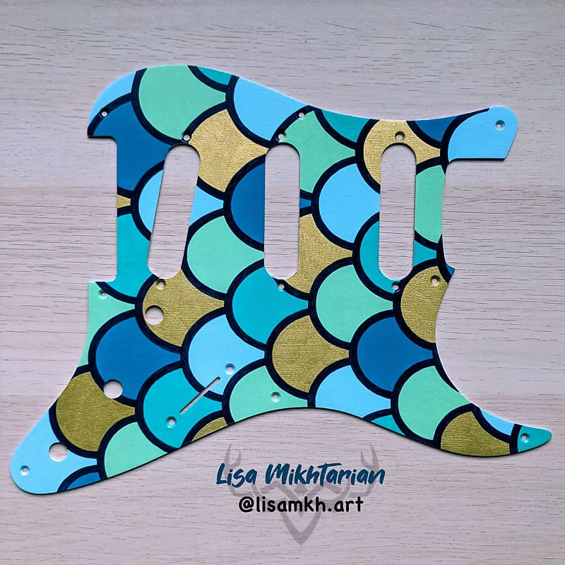 Hand Painted Stratocaster Pickguard - “Chromis” Design | Reverb