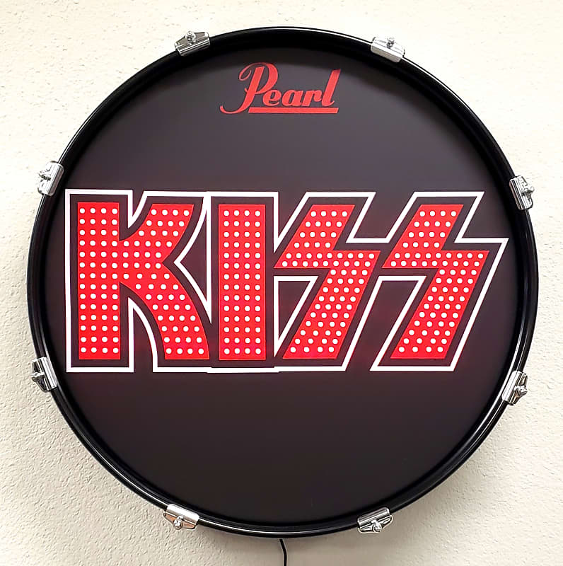 KISS Wall Mounted Tribute Display Drum with LED Lighting & | Reverb