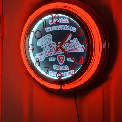 Fender Musical Instruments Double Neon Red/White Wall Clock | Reverb