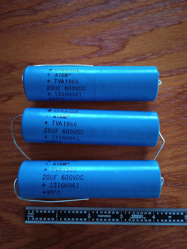Sprague Atom Capacitors TVA 1966-- 20uF 600v -- Set of 3 | Reverb
