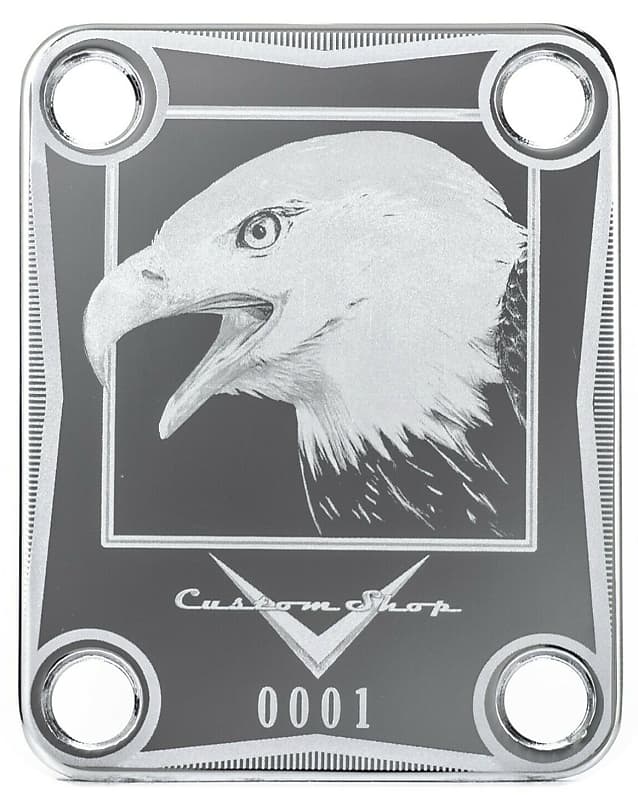 Neck Plate - Custom Shop - Eagle 0001 - Chrome - Guitar & | Reverb