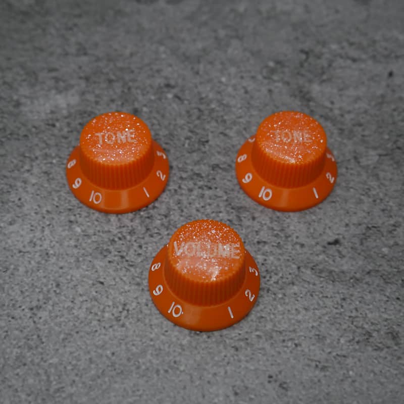 #418 Orange Glitter Top Strat Stratocaster Fender Knobs Knob | Reverb