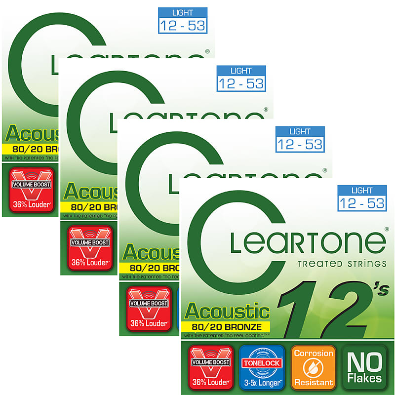 4 Sets Cleartone Acoustic Guitar Strings 80/20 Bronze Light | Reverb