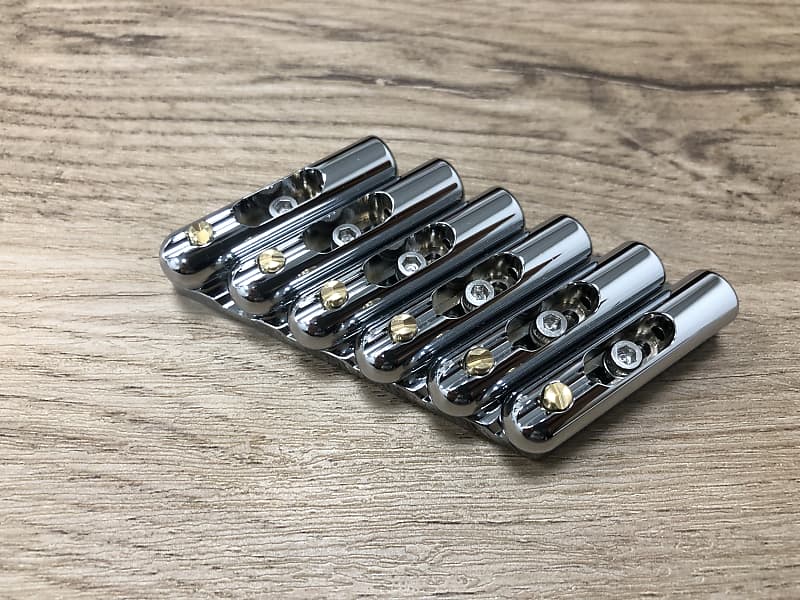 Fixed All brass guitar bridge 6 strings multiscale fanned | Reverb