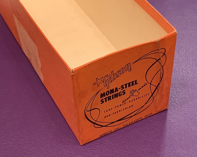 Vintage 1954 Gibson MONASTEEL GUITAR String carton Box | Reverb