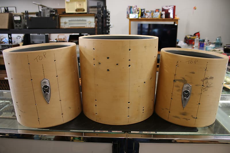 Maple Tom Drum Shells With Trixon Mounts 1970's Unfinished | Reverb