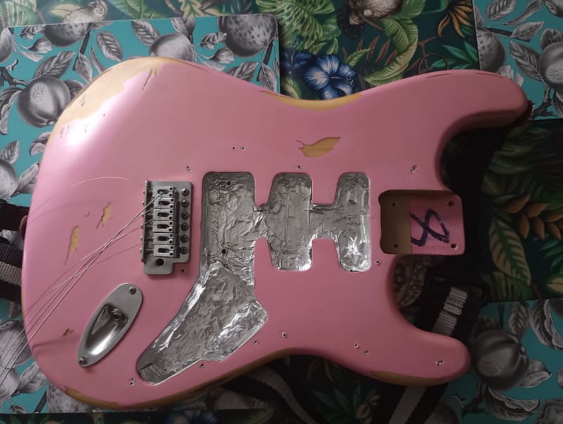 Squire reliced loaded body Pink shell finish Stratocaster SE | Reverb