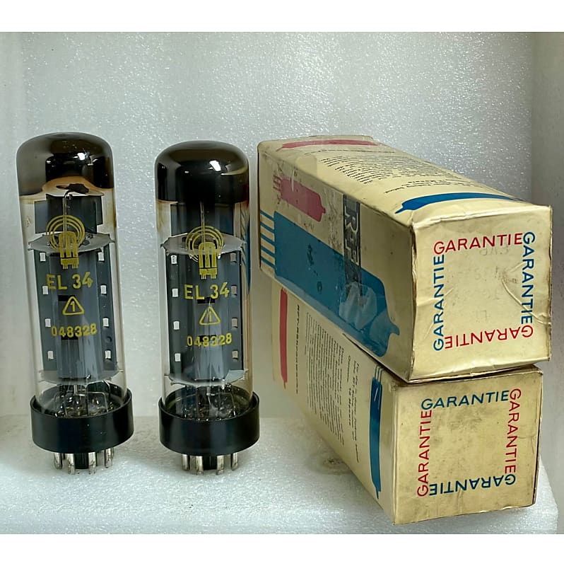 Matched pair NOS tubes RFT EL34 disc getter | Reverb