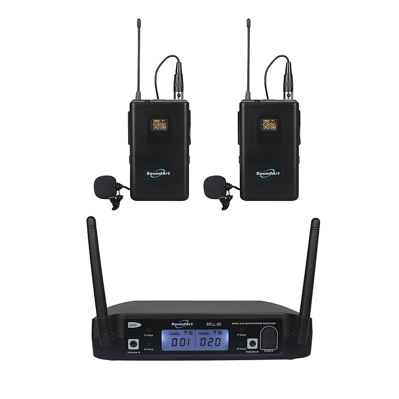 SoundArt Dual Channel UHF Wireless Microphone System with 2 x | Reverb