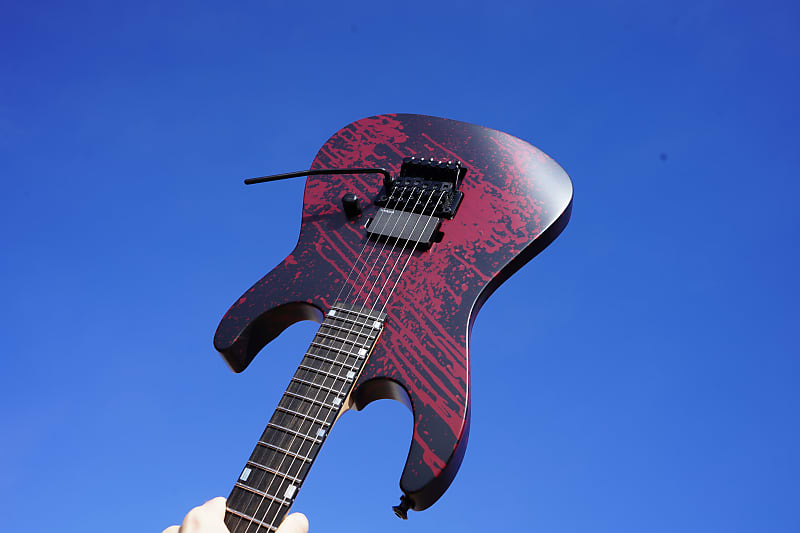 ESP USA M-1 DX FR Blood Splatter 6-String w/ Black Tolex Case | Reverb
