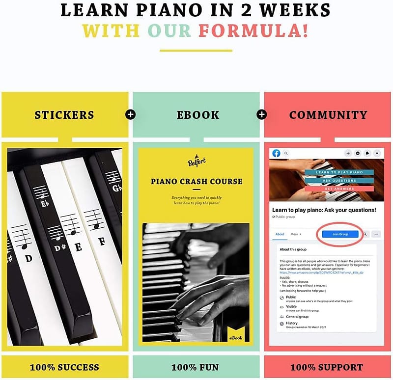 Piano + Keyboard Sheet Music Stickers for 49 | 61 | 76 | 88 | Reverb