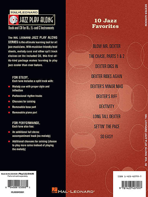 Dexter Gordon Jazz Play Along Volume 60 | Reverb