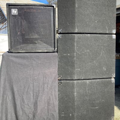 4 Electro-Voice EV MTH-1 Mid/High cabinets 1996 Black carpet | Reverb