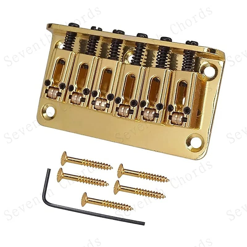 Gold Strat Style Guitar Fixed Hardtail Bridge with Roller | Reverb